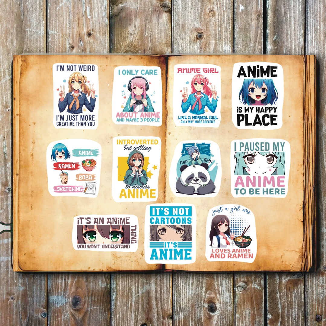 Anime Sayings Stickers, Set of 22 Stickers, Journal Sticker, Die Cut ...