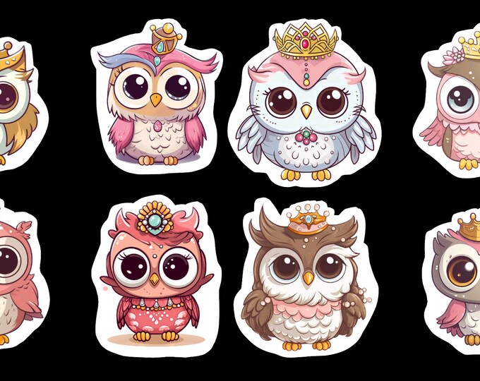 Owl Princess Stickers, Set of 24 Sticker, Sticker, Journal Sticker, Die ...