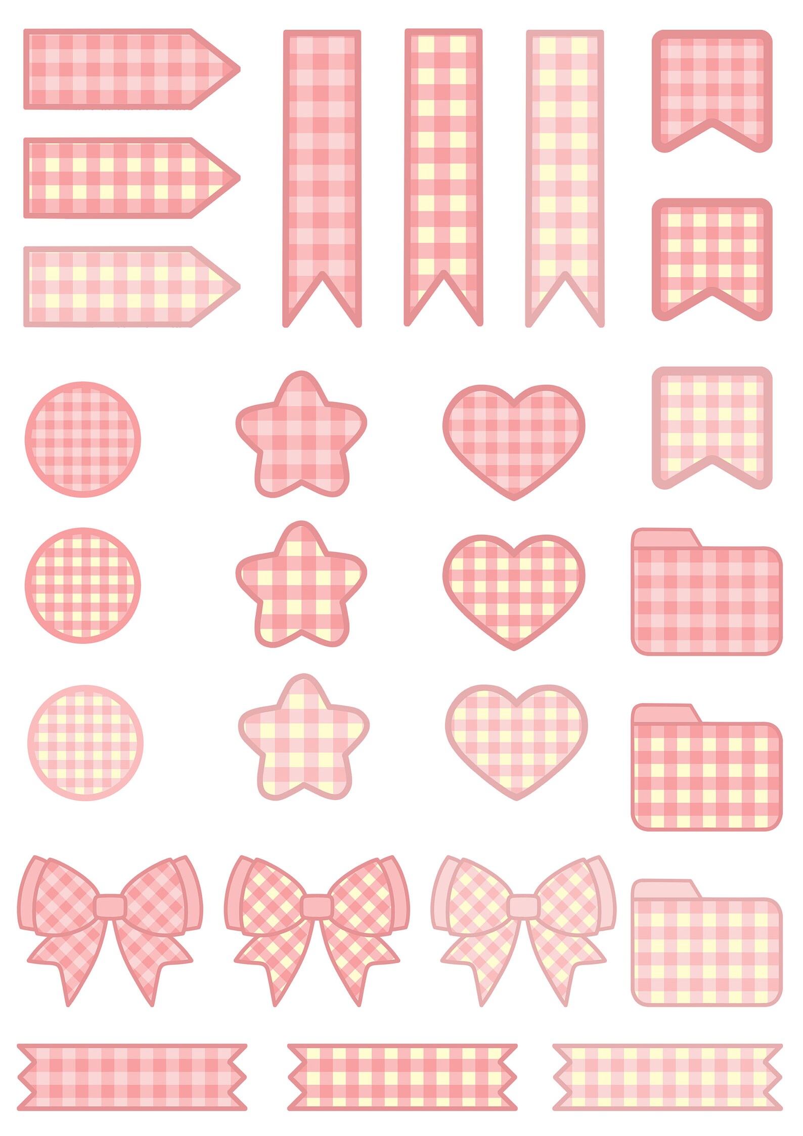 Pink Plaid Planner Set Stickers Set of 27 Stickers - Etsy
