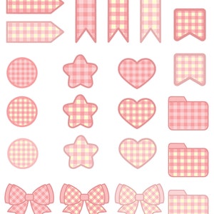 Pink Plaid Planner Set Stickers, Set of 27 Stickers, Sticker, Journal ...