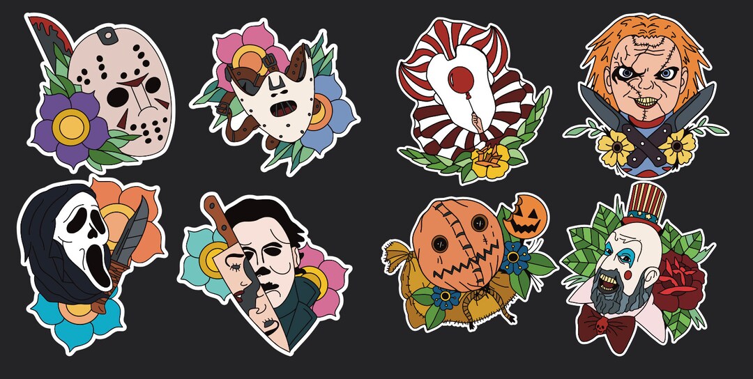 Classic Halloween Movie Villain Stickers, Set of 24 Stickers, Journal ...