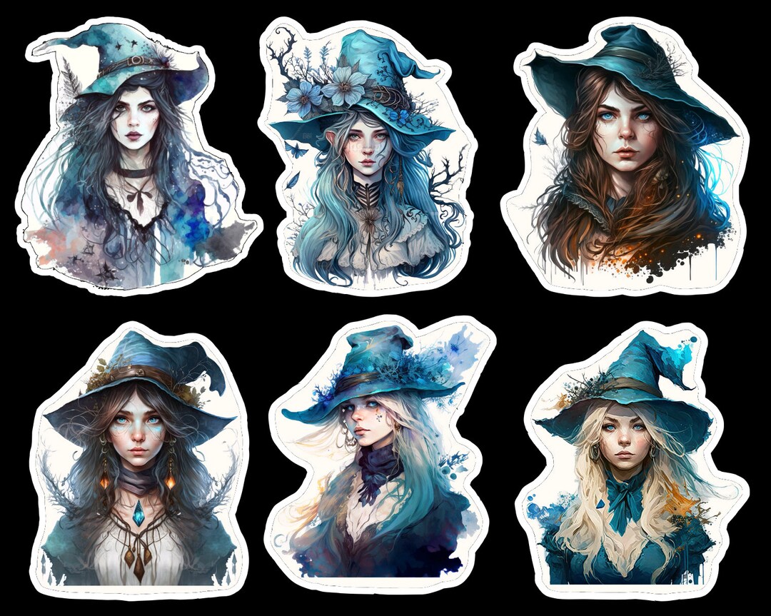 Blue Witch, Boho Witch, Set of 24 Stickers, Sticker, Journal Sticker ...