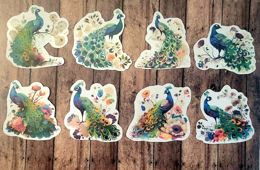 Peacock, Set of 24 Sticker, Sticker, Journal Sticker, Die Cut Stickers ...