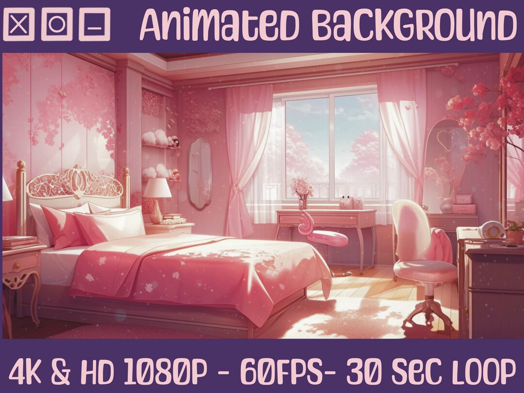 Animated Background Lofi Girly Pink Aesthetic Bedroom Vtuber, Twitch ...