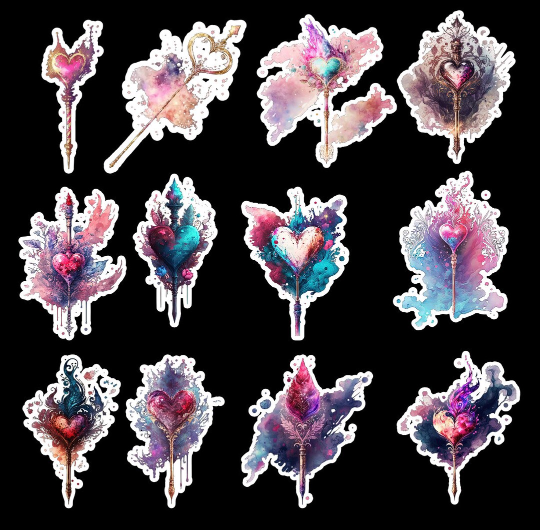 Fantasy Wands Set of 24 Stickers, Sticker, Journal Sticker, Die Cut ...