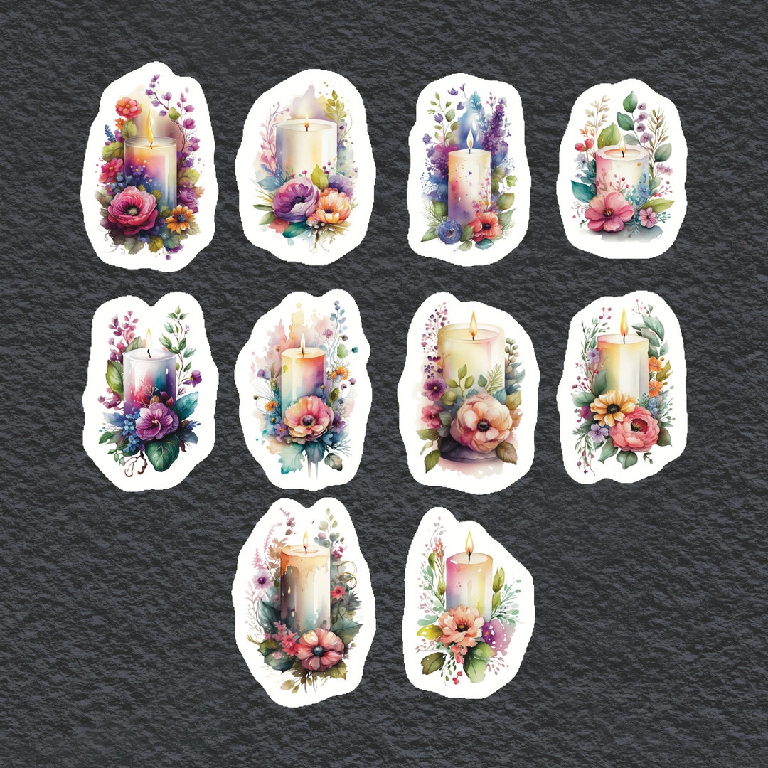 Beautiful White Candle Stickers, Set of 20 Stickers, Candle Stickers ...