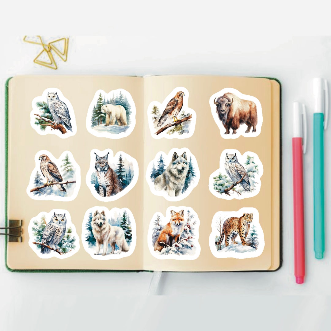 Snow Animal Stickers, Set of 24 Stickers, Animal Sticker, Winter ...