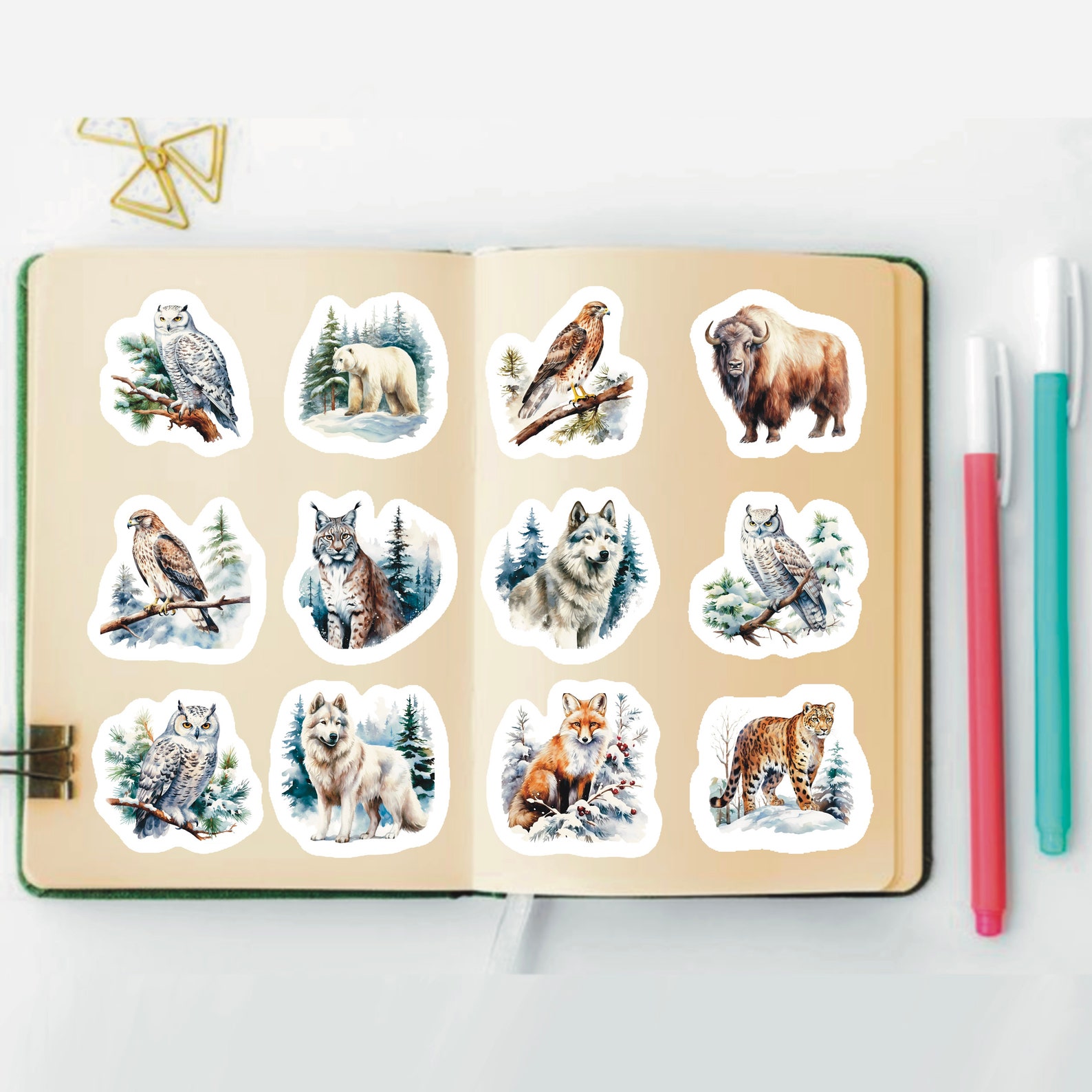 Snow Animal Stickers, Set of 24 Stickers, Animal Sticker, Winter ...