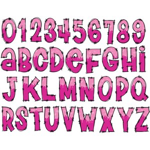 Pink Glitter Drip Doodle Letters PNG With Doodle Outline, Glitter ...