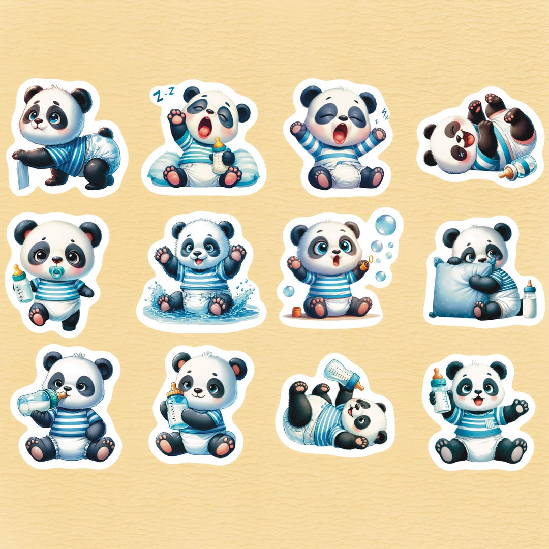 Baby Panda Set of 24 Stickers, Sticker, Journal Sticker, Die Cut, Cute ...