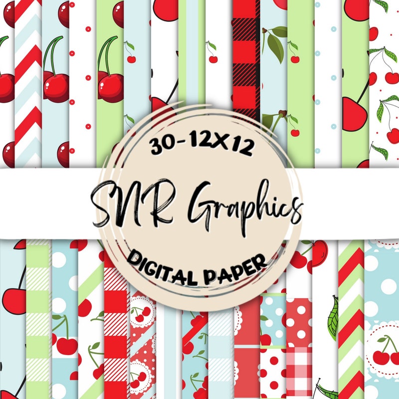Cherry Digital Paper - Etsy