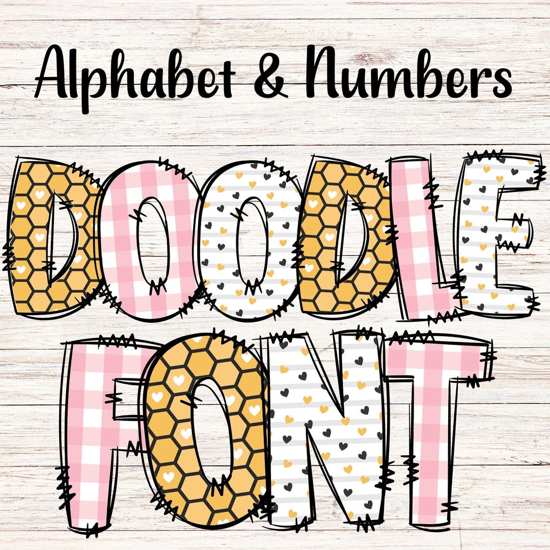 Spring Doodle Letters PNG With Doodle Outline, Bee Clipart Alphabet ...