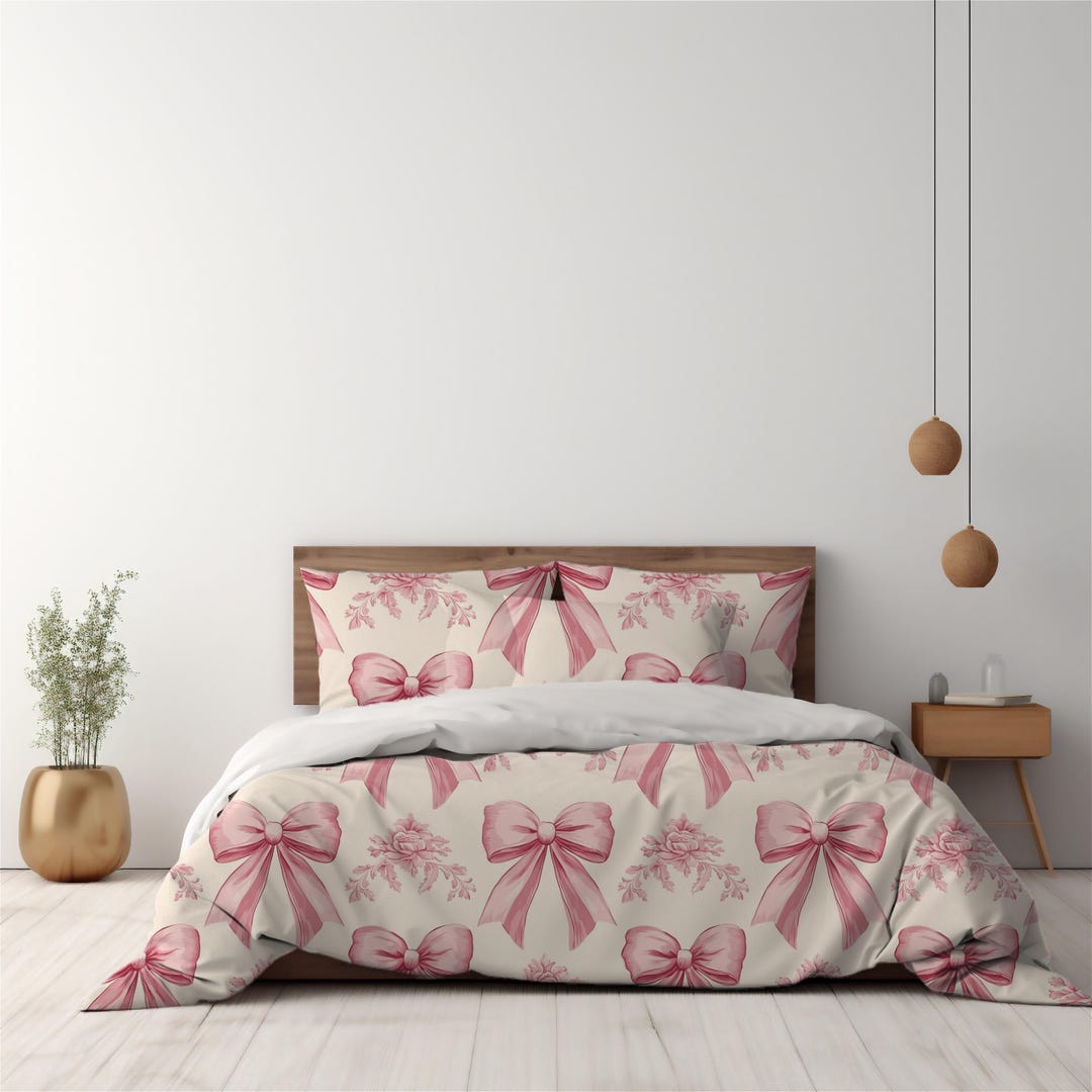 Pink Coquette Bow Comforter Set - Duvet, King Bed, Twin Bed, Bedding ...