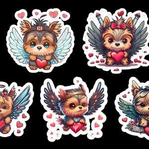 Angel Yorkie Stickers, Set of 28 Stickers, Sticker, Journal Sticker ...