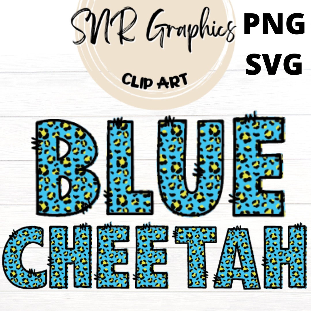 Blue Cheetah Print Doodle Letters PNG With Doodle Outline, Leopard Font ...