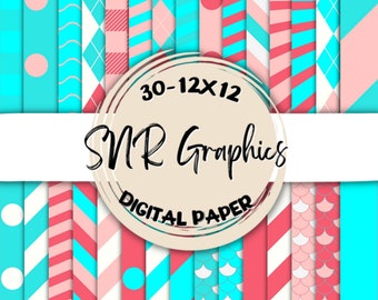 Coral Aqua Chevron - Etsy