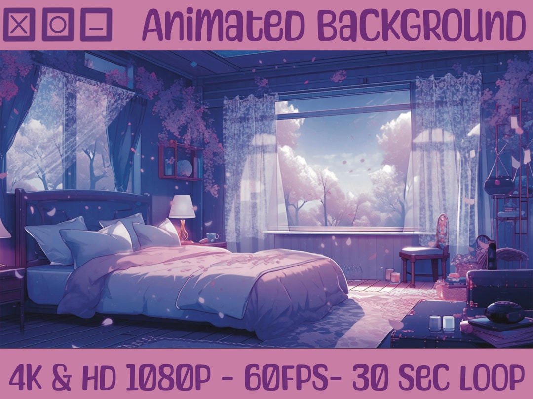 Animated Background Lofi Purple Aesthetic Dream Bedroom Vtuber, Twitch ...