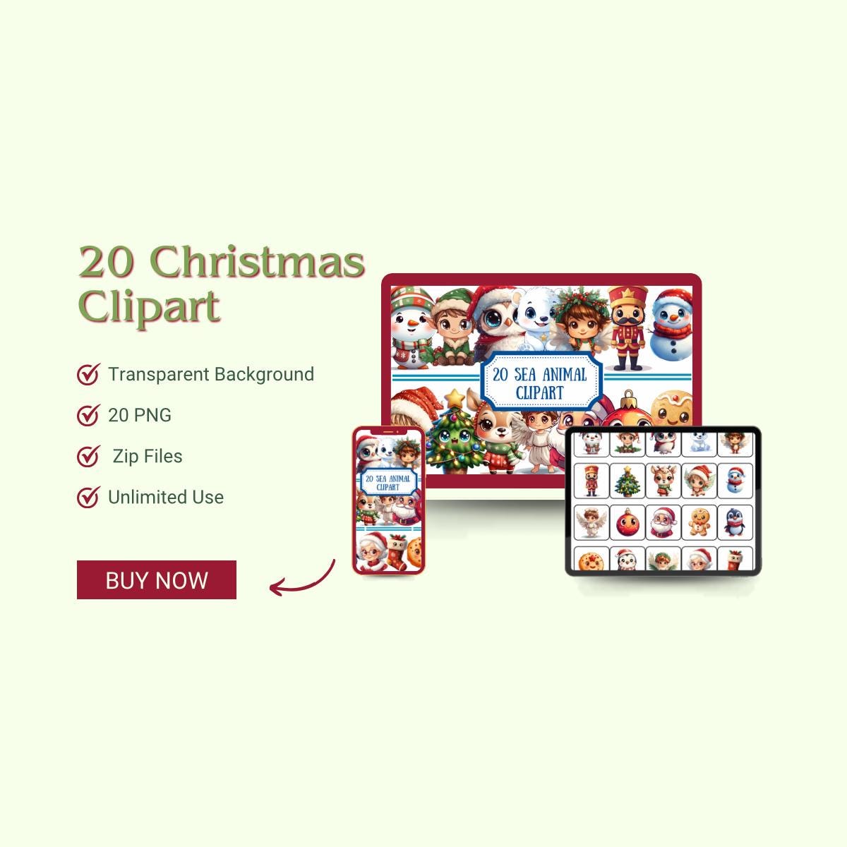 20 PNG Christmas Clipart | Cute Christmas | Digital Download | High-res ...