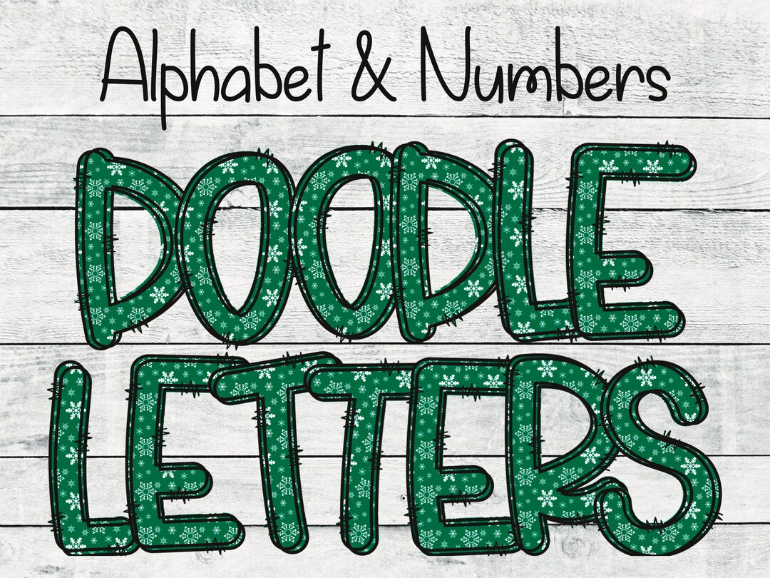 Christmas Doodle Letters PNG With Doodle Outline, Christmas Clipart ...