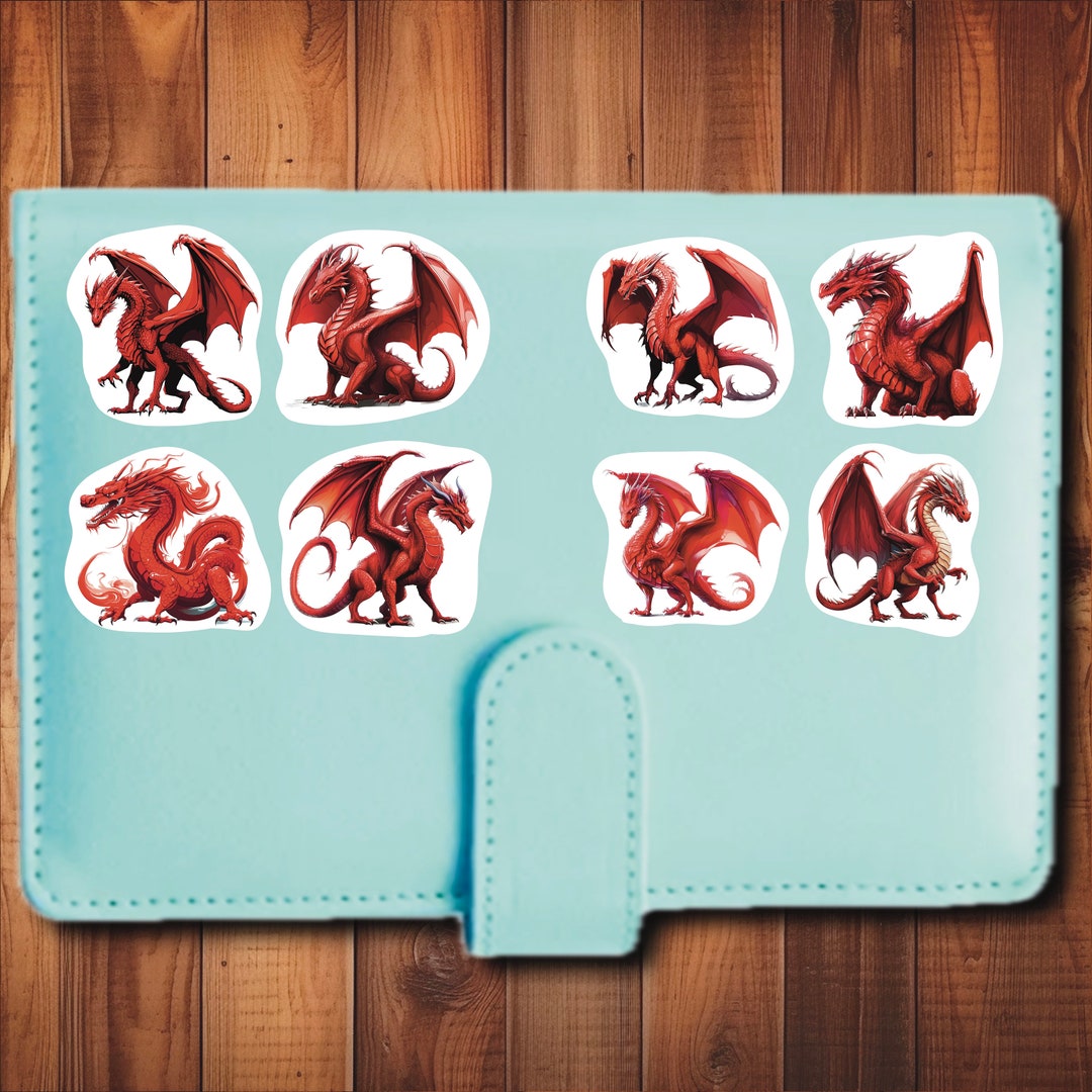 Red Dragon Stickers, Set of 24 Stickers, Dragon Sticker, Die Cut ...
