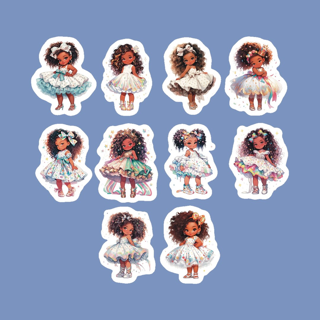 African American Stickers, Set 20 Stickers (2 Sets of 10) Little Black ...