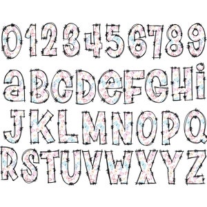 Pastel Butterfly Doodle Letters PNG With Doodle Outline, Spring Font ...
