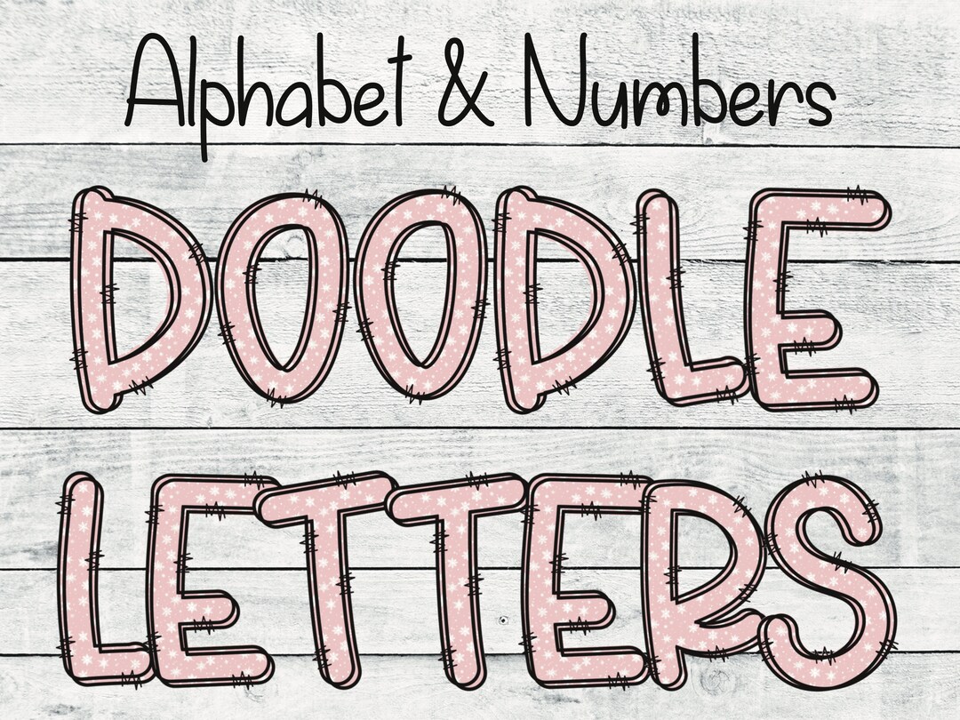 Pink Snowflake Doodle Letters PNG With Doodle Outline, Christmas ...