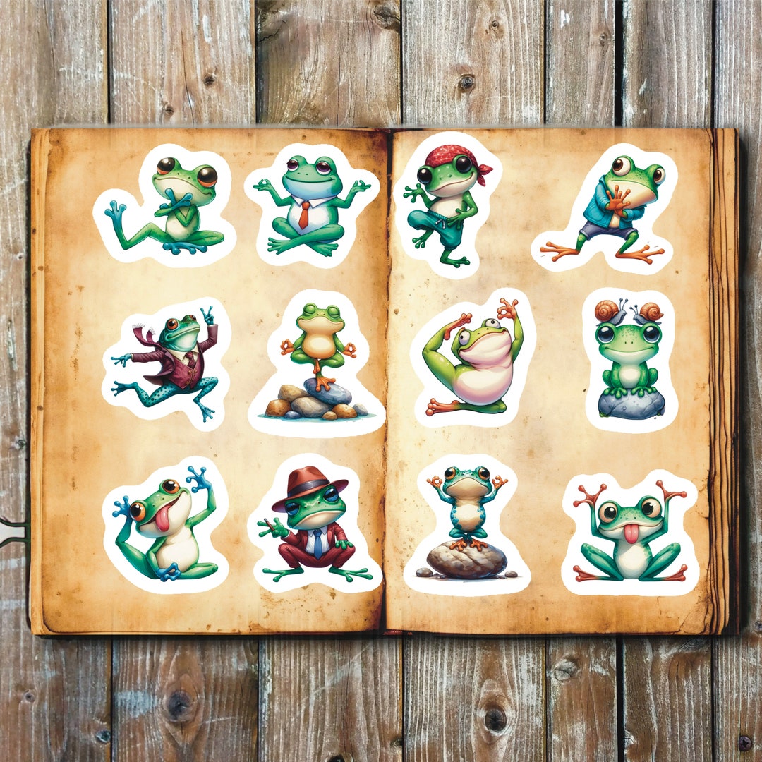 Funny Frog Stickers, Set of 24 Stickers, Amphibian Sticker, Frog ...