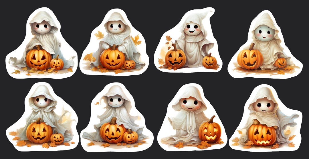 Halloween Ghost Stickers, Set 24 Stickers, Journal Sticker, Die Cut ...