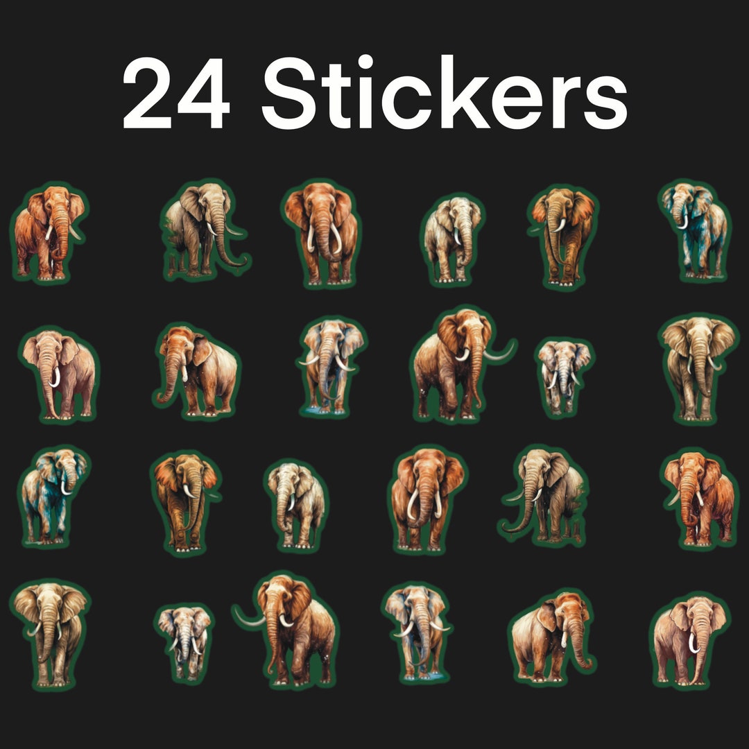 Mammoth Christmas Stickers, Set of 24 Stickers, Christmas Stickers ...