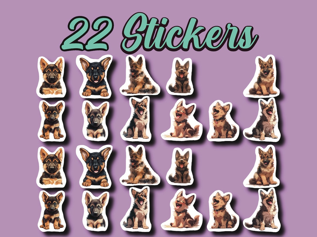 Anime German Shepherd Dog Stickers, Set of 22 Stickers, Journal Sticker ...