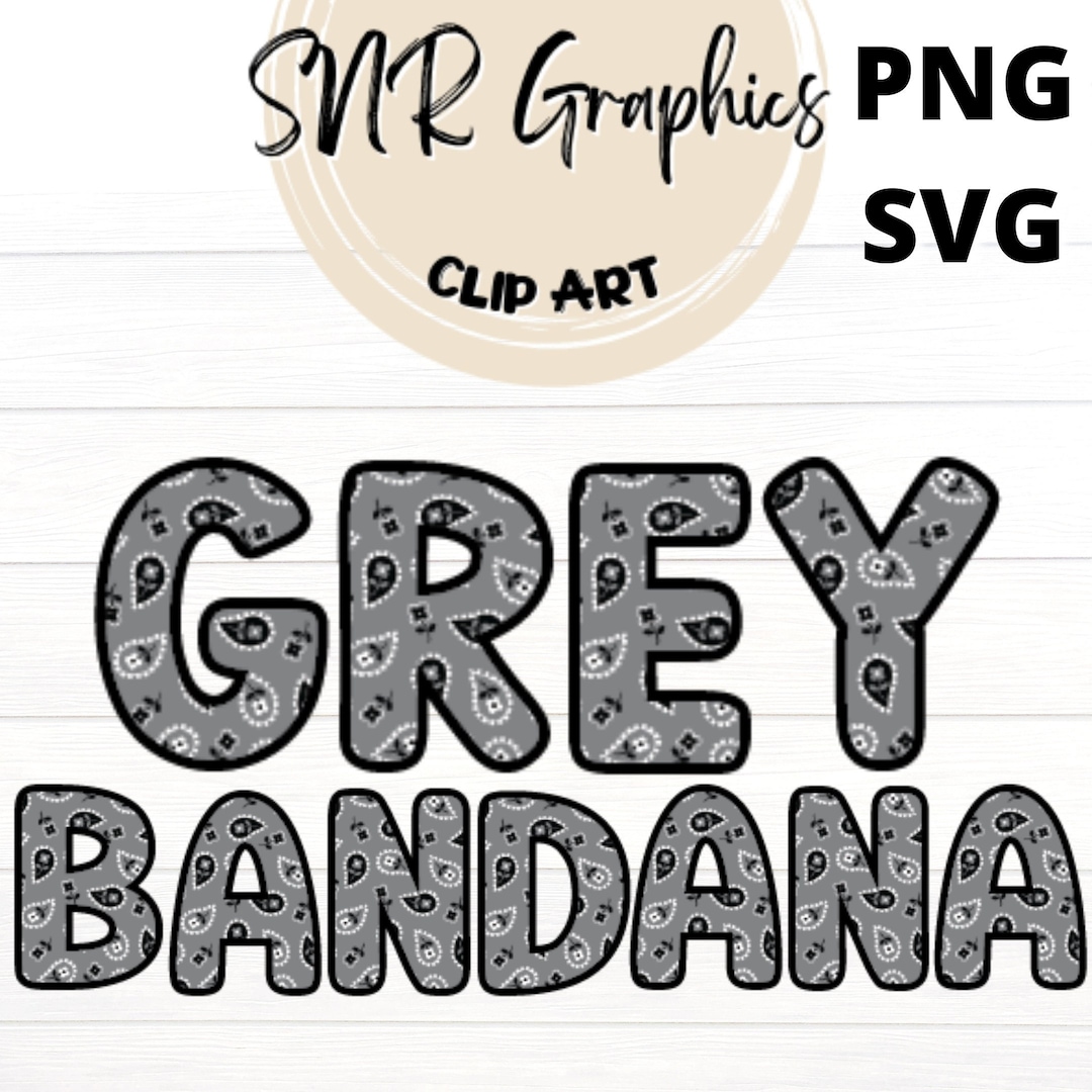 Grey Bandana Font, Bubble Letters PNG SVG, Clipart Alphabet (digital ...