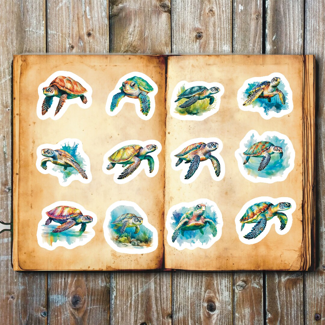 Sea Turtle Stickers, Set of 24 Stickers, Ocean Sticker. Turtle Stickers ...