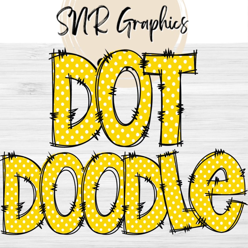 Yellow Polka Dot Doodle Letters PNG With Doodle Outline Swiss - Etsy