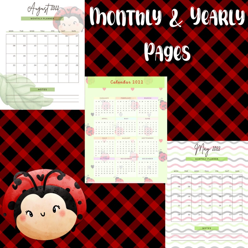 Planner Printable Daily Planner Monthly Planner Lady Bug | Etsy