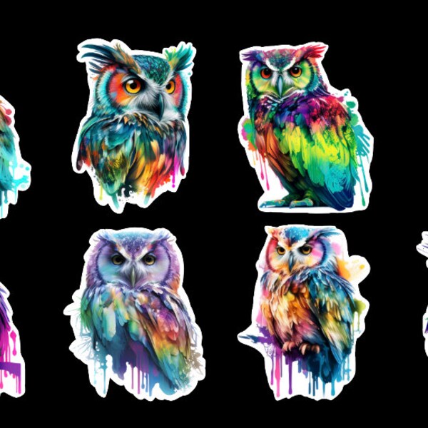 Owl Watercolor Stickers - Etsy