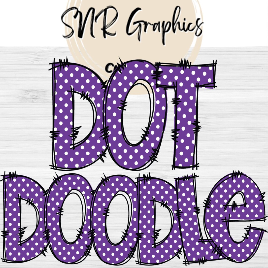 Purple Polka Dot Doodle Letters PNG With Doodle Outline, Swiss Dot ...