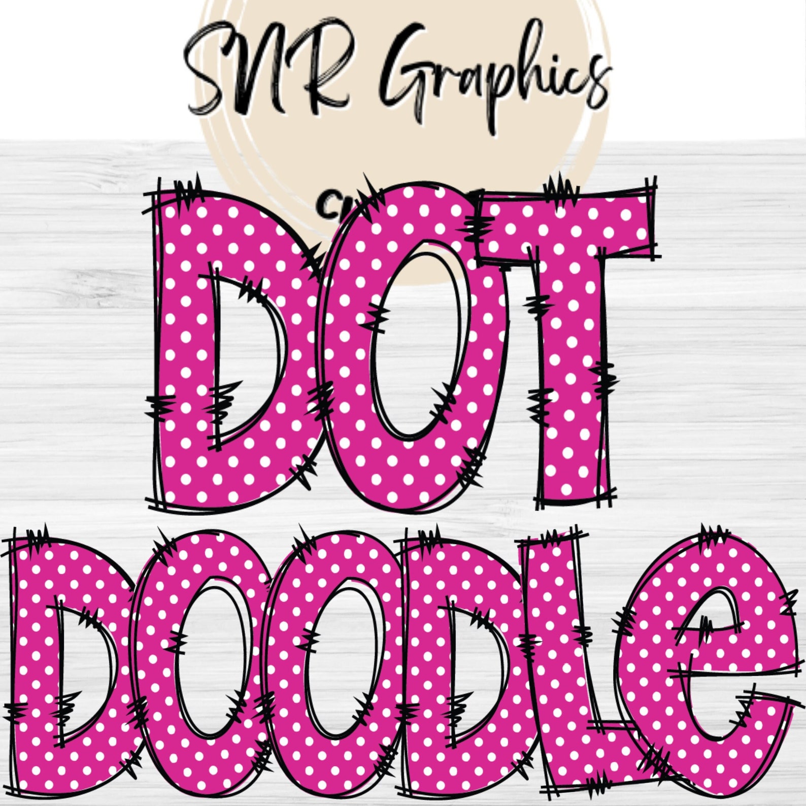 Hot Pink Polka Dot Doodle Letters PNG With Doodle Outline - Etsy