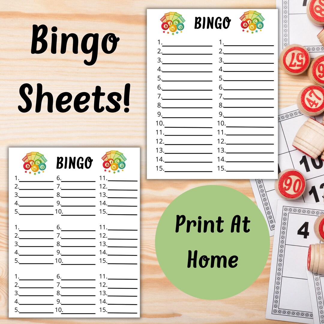 1-15 Bingo Sheets, Bingo Organizer (2 PDF) - Etsy