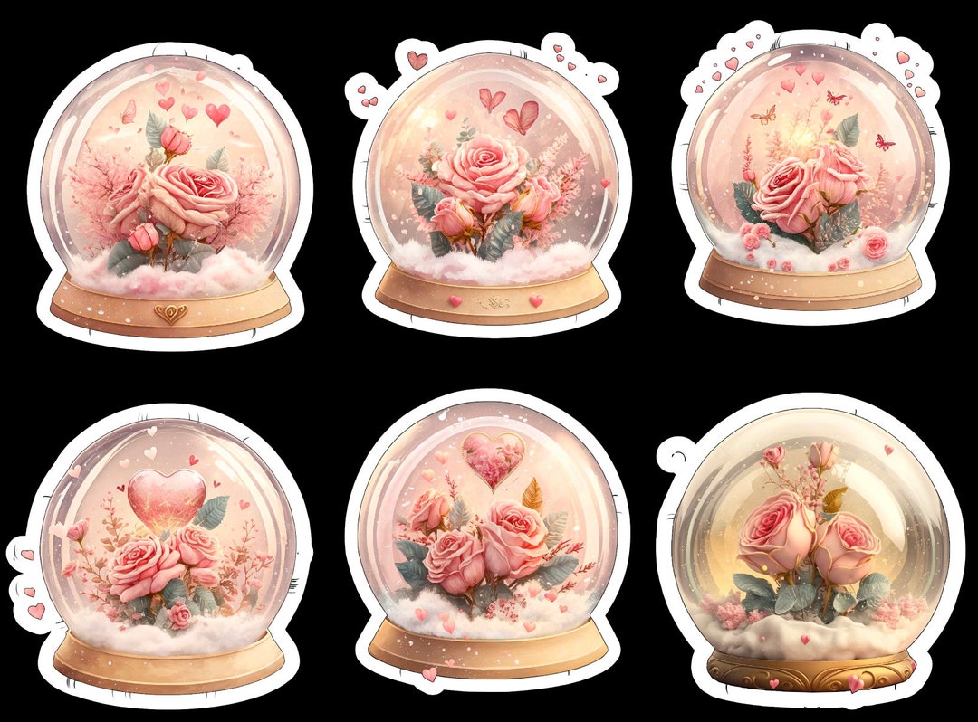 Rose Globe, Set of 24 Stickers, Sticker, Journal Sticker, Die Cut ...