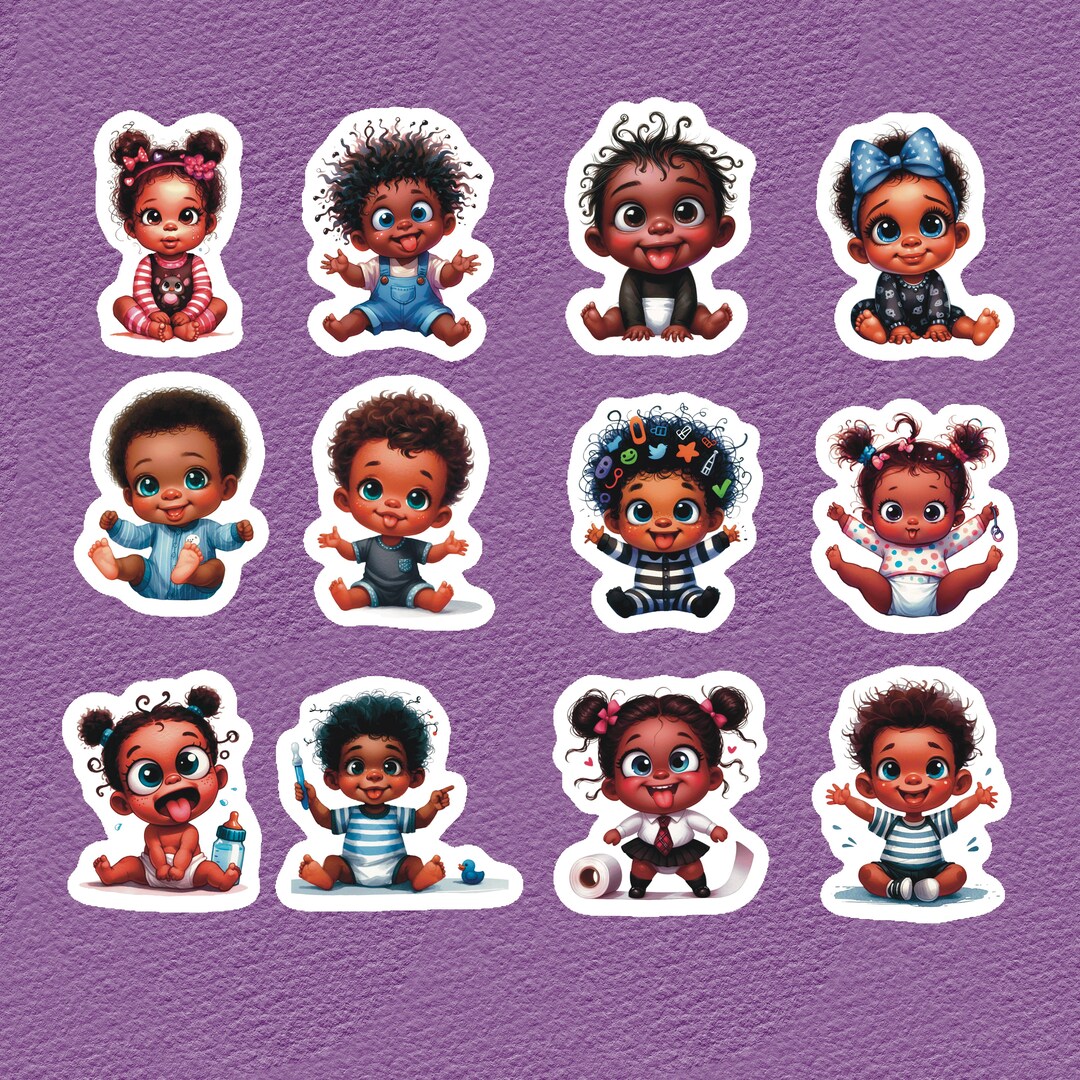 Happy Black Baby Stickers, Set of 24 Stickers, Black Baby Stickers ...