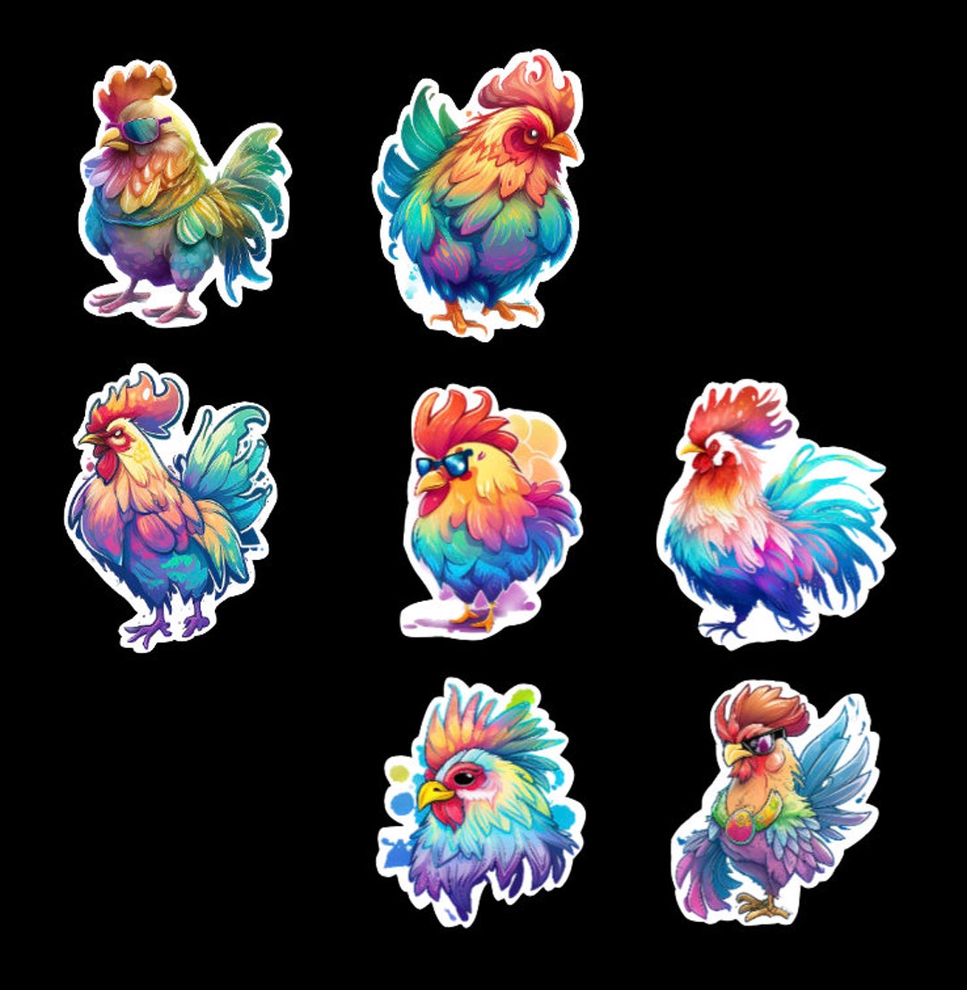 Rooster Tie Dye, Set of 21 Stickers, Sticker, Die Cut Sticker ...