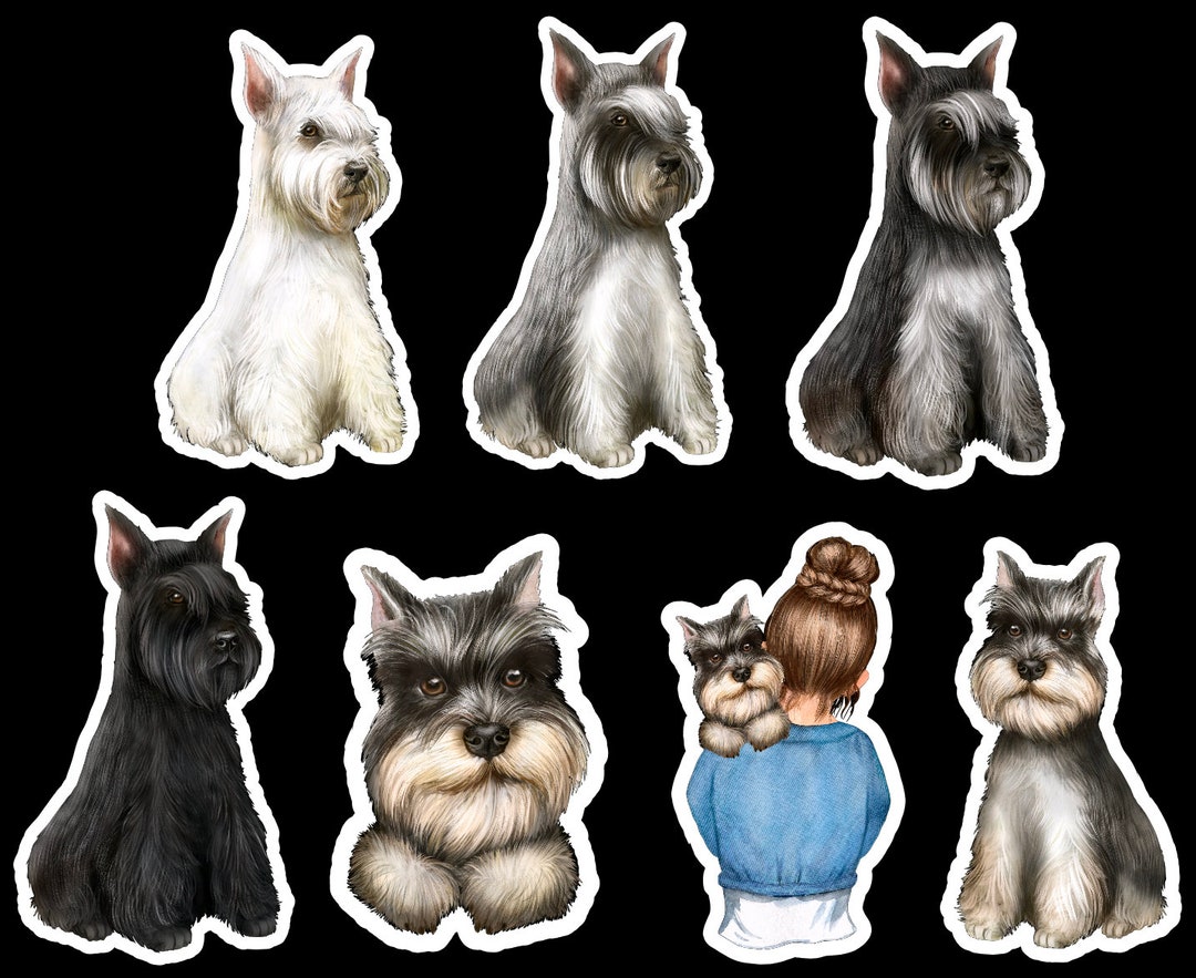 Miniature Schnauzer, Set of 28 Stickers, Sticker, Journal Sticker, Die ...