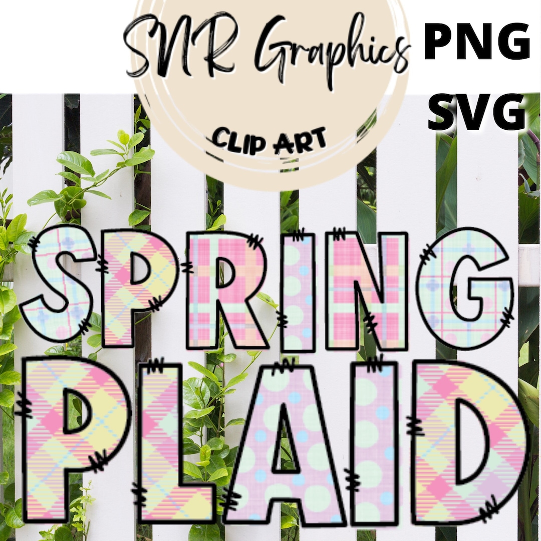 Spring Plaid Doodle Letters PNG With Doodle Outline, Easter Font SVG ...