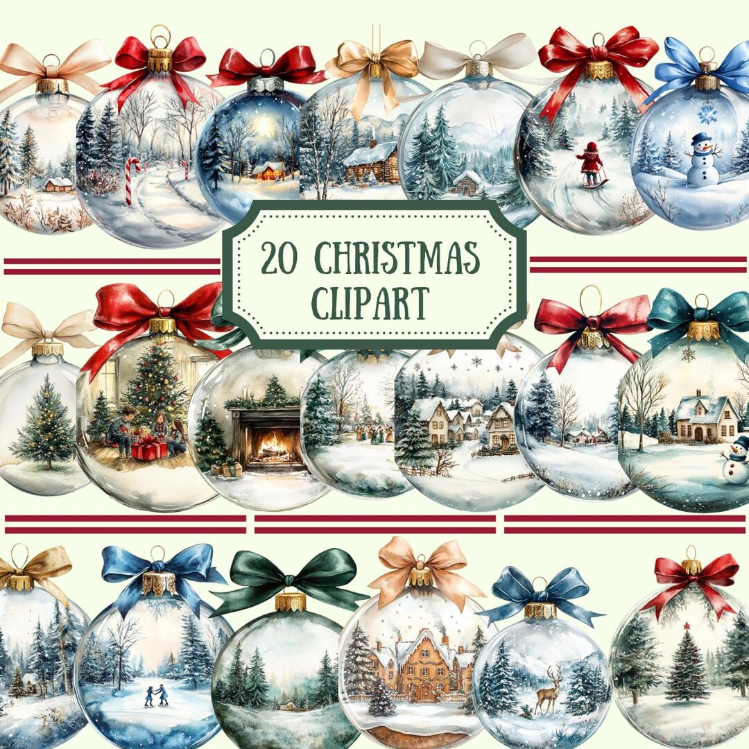 20 PNG Christmas Clipart | Cute Christmas Ornaments | Digital Download ...