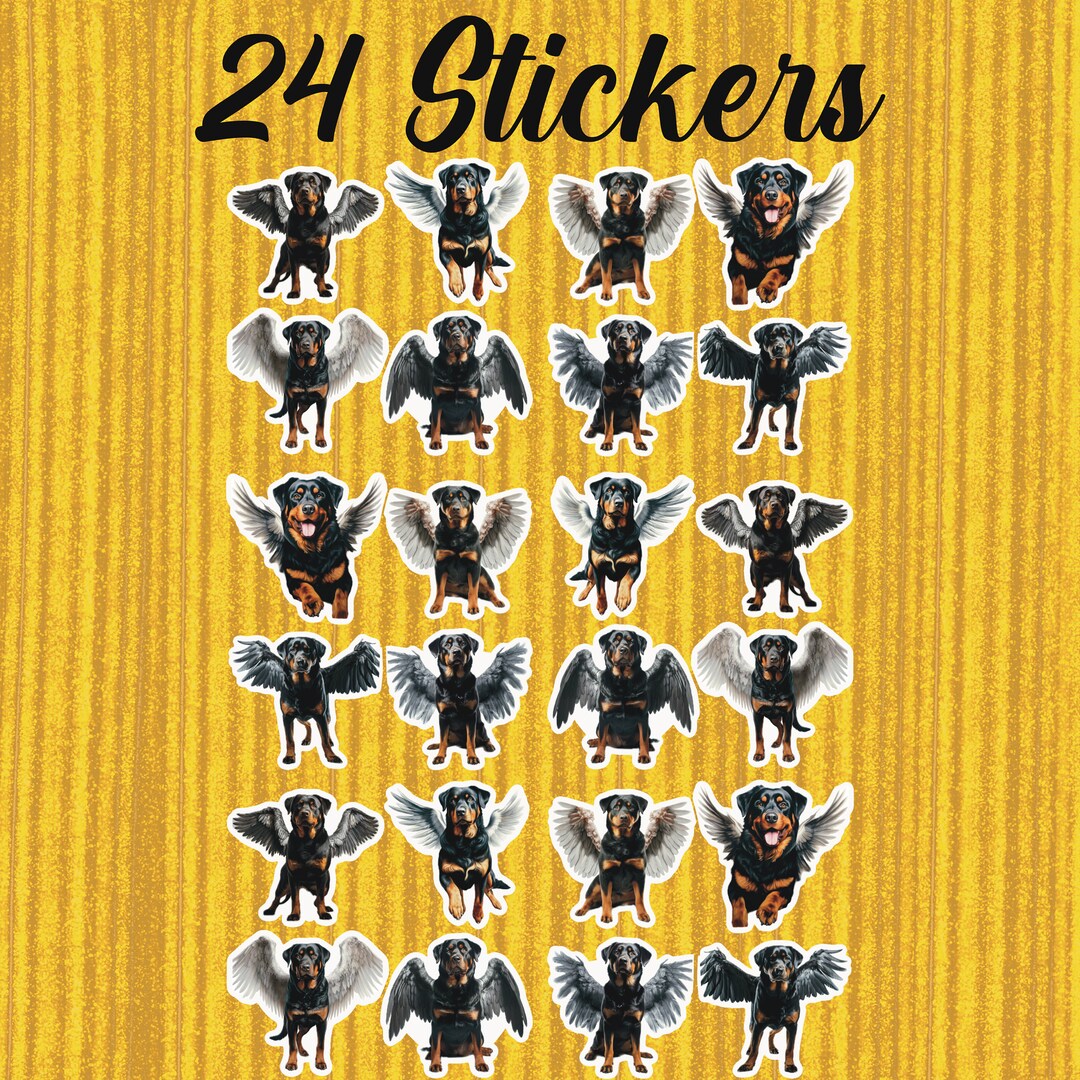 Rottweiler Angel Stickers, Set of 24 Stickers, Heaven Stickers, Angel ...