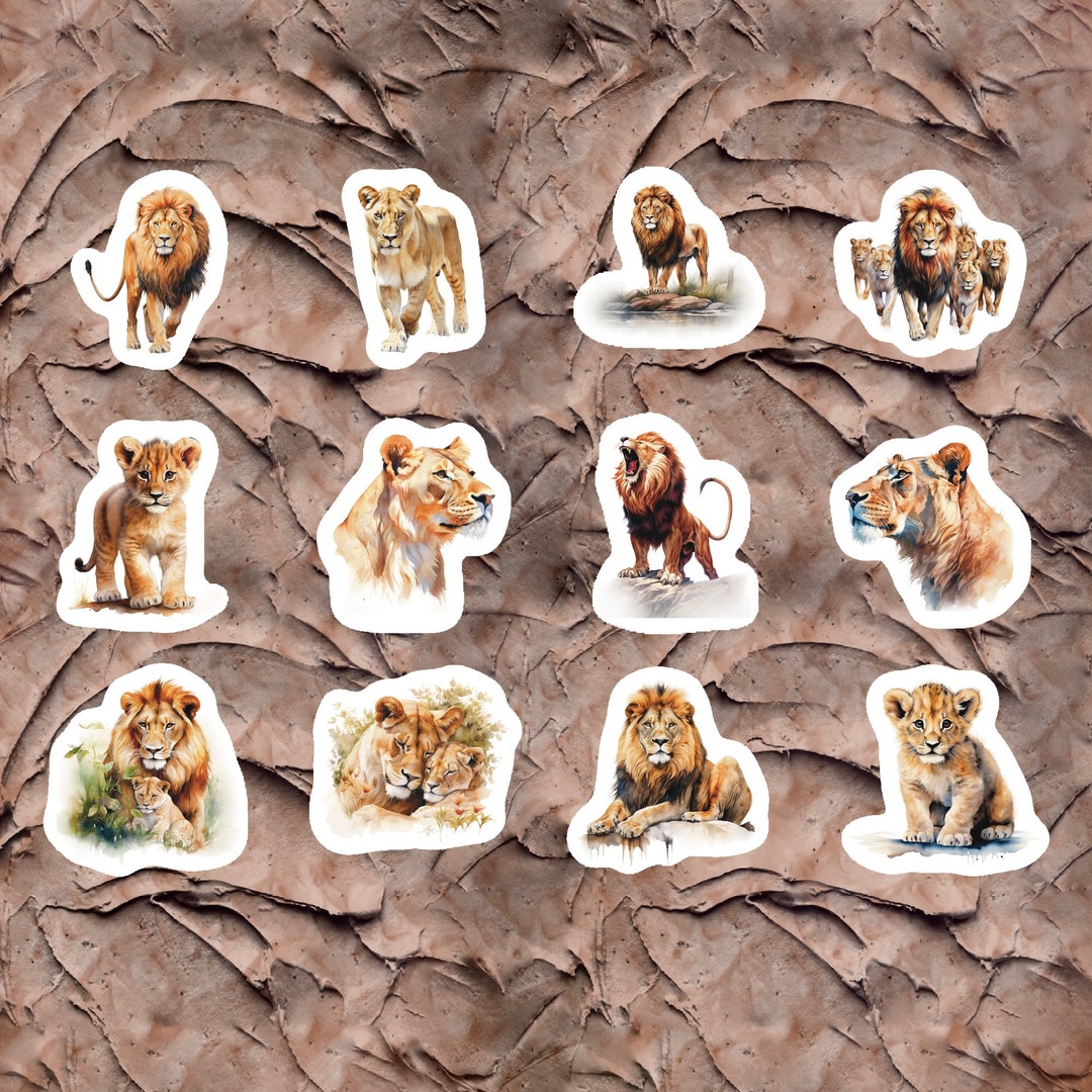 Lion Pride Stickers, Set of 24 Stickers, Animal Stickers, Jungle ...