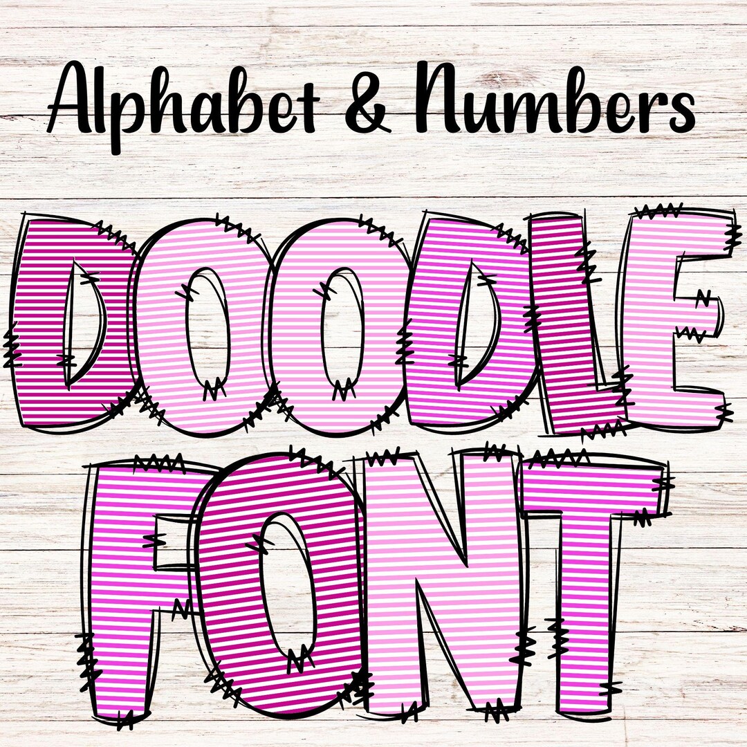 Pink Stripe Doodle Letters PNG With Doodle Outline, Clipart Alphabet ...
