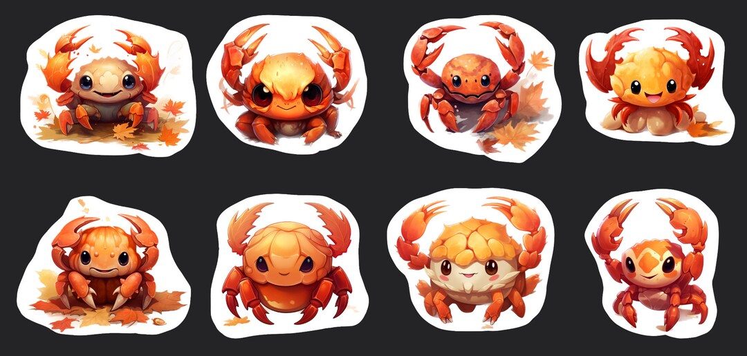 Fall Crab Stickers, Set of 24 Stickers, Crab Sticker, Journal Sticker ...