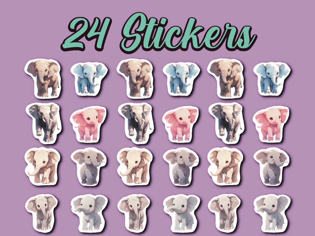Anime Elephant Stickers, Set of 24 Stickers, Journal Sticker, Die Cut ...